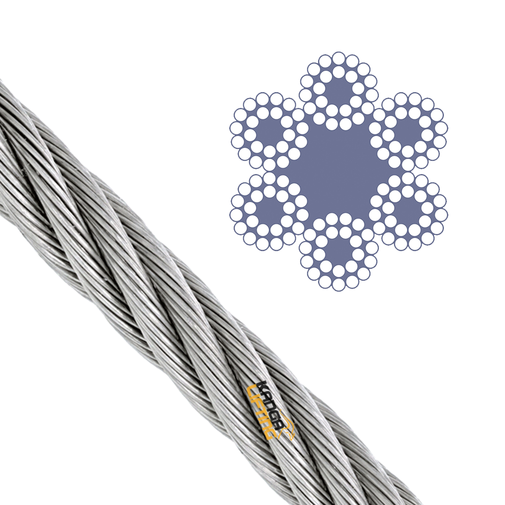 6 x 24 Wire Rope Fibre Core Right Hand Ordinary Lay | Kanga Lifting